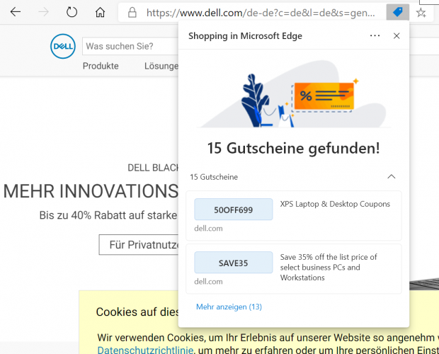 Zusatznutzen dringend gesucht: Microsoft Edge bringt Coupon-Tool für ...